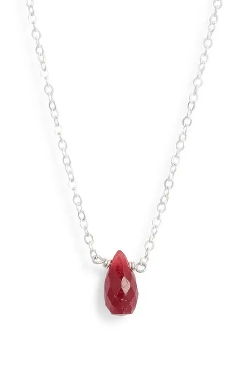 NASHELLE Birthstone Pendant Necklace - Ruby Sterling Silver