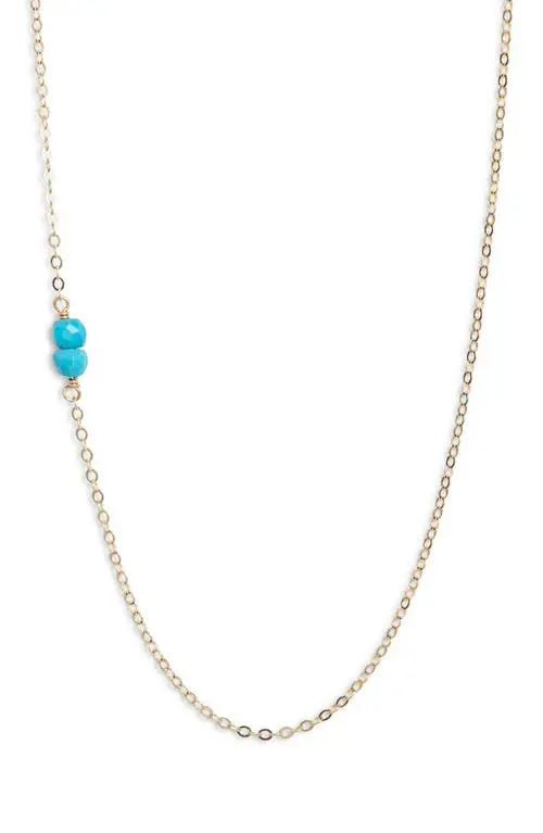 NASHELLE Semiprecious Stone Station Chain Necklace - Gold Fill