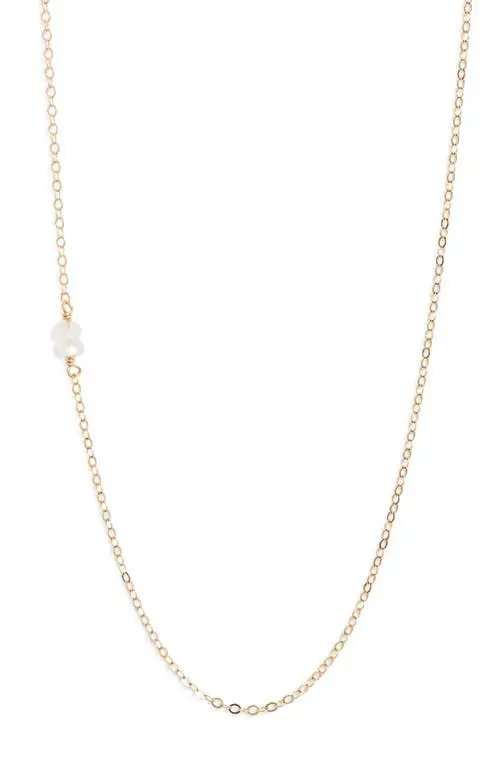 NASHELLE Semiprecious Stone Station Chain Necklace - Gold Fill