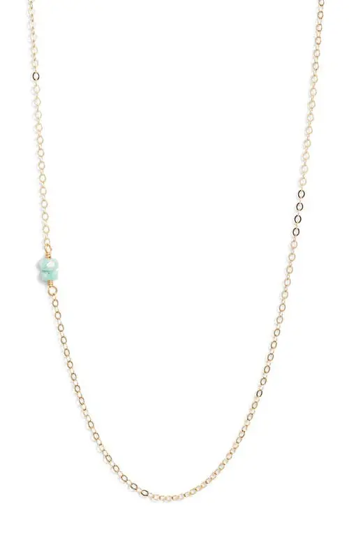 NASHELLE Semiprecious Stone Station Chain Necklace - Gold Fill/aqua