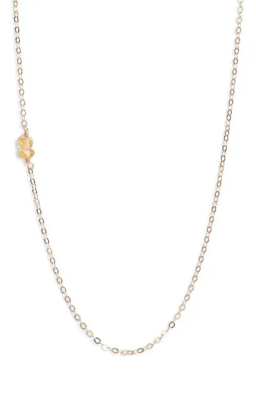 NASHELLE Semiprecious Stone Station Chain Necklace - Gold Fill/citrine