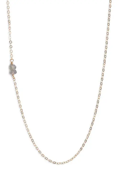 NASHELLE Semiprecious Stone Station Chain Necklace - Gold Fill/labradorite