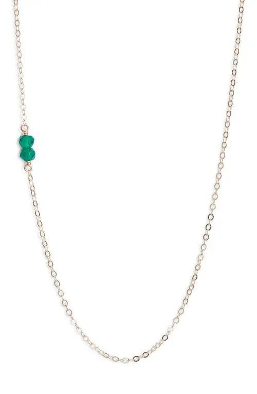 NASHELLE Semiprecious Stone Station Chain Necklace - Gold Fill/onyx