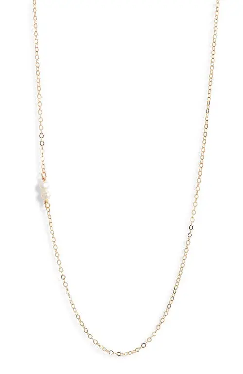 NASHELLE Semiprecious Stone Station Chain Necklace - Gold Fill/pearl