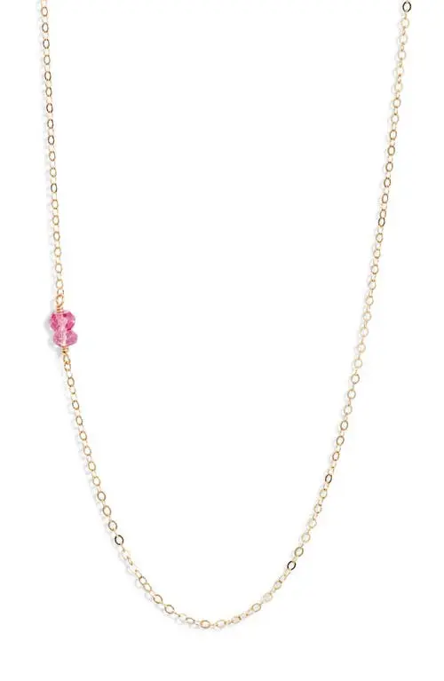 NASHELLE Semiprecious Stone Station Chain Necklace - Gold Fill/pink