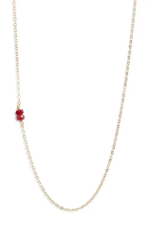 NASHELLE Semiprecious Stone Station Chain Necklace - Gold Fill/ruby