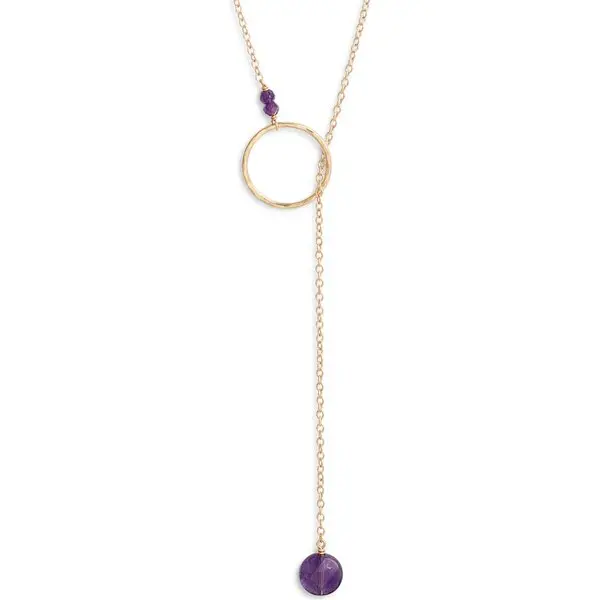 NASHELLE Gwyneth Semiprecious Toggle Necklace - Amethyst/gold Fill
