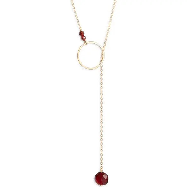 NASHELLE Gwyneth Semiprecious Toggle Necklace - Garnet/gold Fill