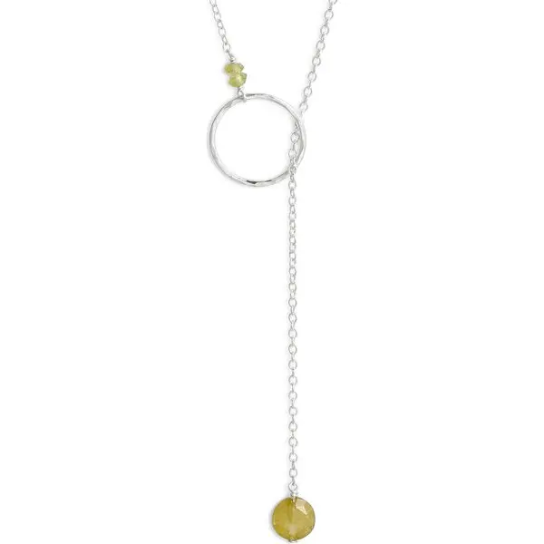 NASHELLE Gwyneth Semiprecious Toggle Necklace - Green Garnet/sterling Silver