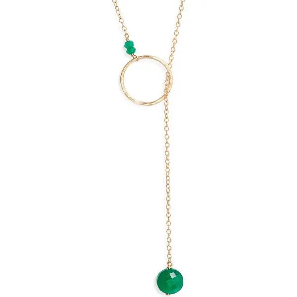NASHELLE Gwyneth Semiprecious Toggle Necklace - Green Onyx/gold Fill