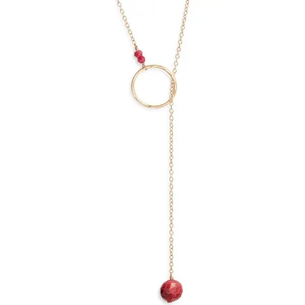 NASHELLE Gwyneth Semiprecious Toggle Necklace - Ruby/gold Fill