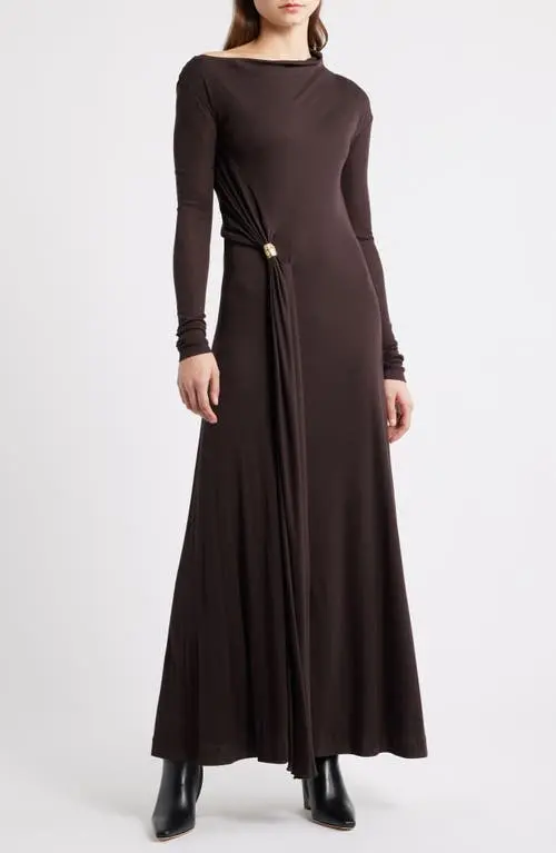 BOSS Evargo One-shoulder Long Sleeve Gown