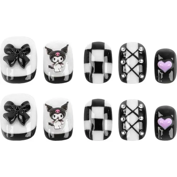 3H NAILS Kuromi 3d Luxury Handmade Press-on Nails24-piece Kit - Black/white