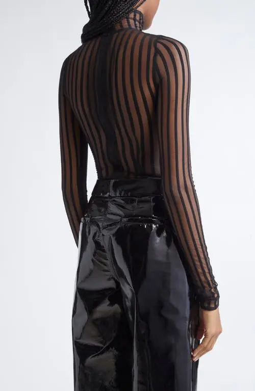 LAQUAN SMITH Illusion Stripe Turtleneck Bodysuit