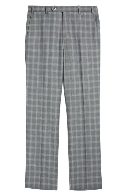 Zanella Devon Flat Front Plaid Wool Trousers