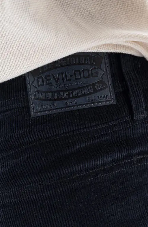 DEVIL-DOG DUNGAREES Stretch Corduroy Five Pocket Pants - Black