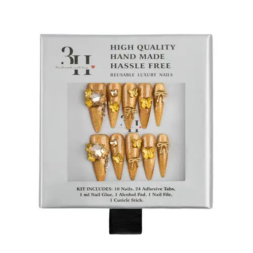 3H NAILS Gold Rush Luxury Handmade Press On Nails - Golden Amber