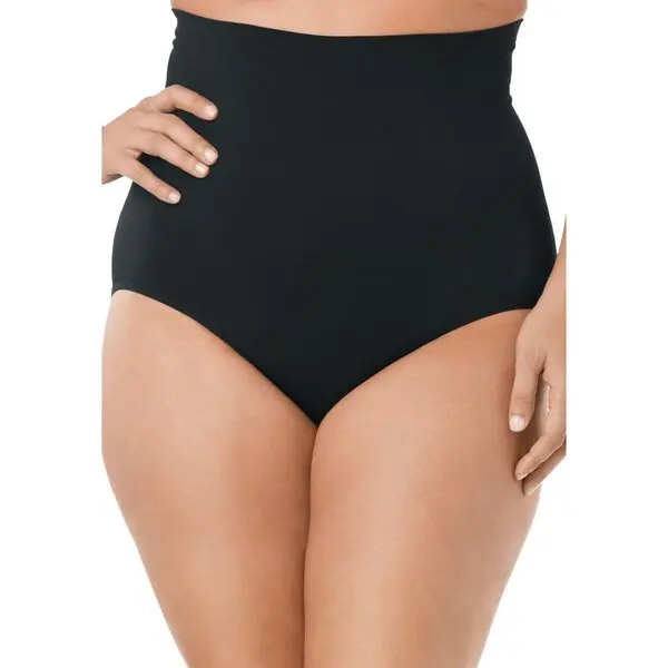 SECRET SOLUTIONS Instant Shaper Medium Control Seamless High Waist Brief - Black
