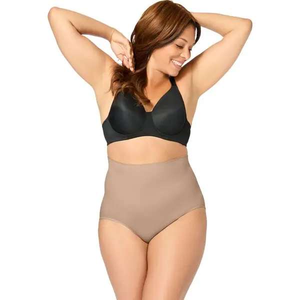 SECRET SOLUTIONS Instant Shaper Medium Control Seamless High Waist Brief - Nude