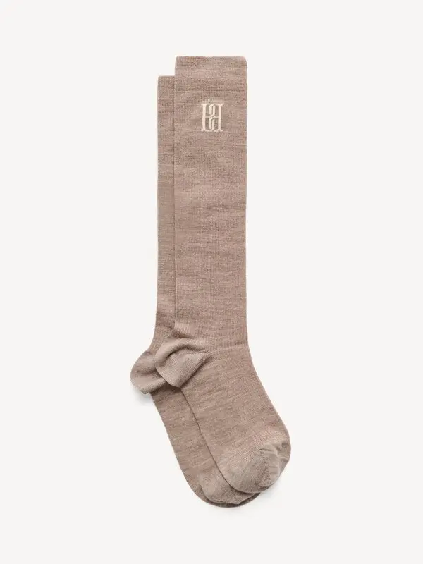 BY MALENE BIRGER Leiano Long Wool-blend Socks - Warm Brown