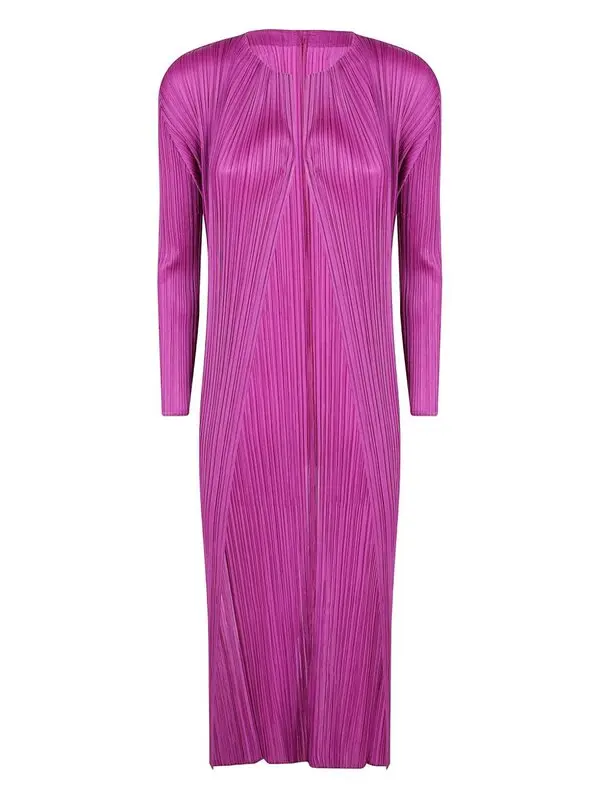 Issey Miyake Pleated Long Cardigan - Red