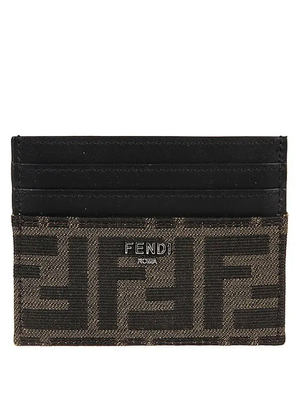 Fendi Ff Jacquard Card Holder - Brown