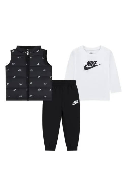 Nike Logo Print Puffer Vest Set - Black