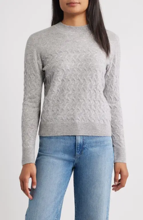 GRIFFEN Cable Wool & Cashmere Crewneck Sweater - Grey