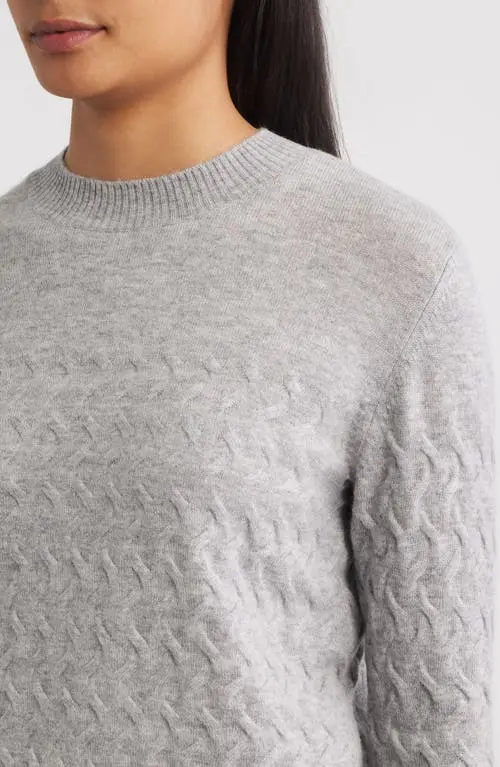 GRIFFEN Cable Wool & Cashmere Crewneck Sweater - Grey