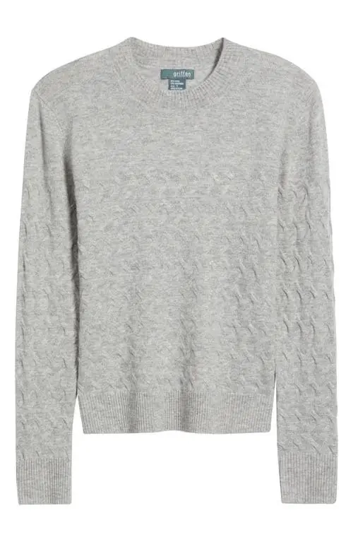 GRIFFEN Cable Wool & Cashmere Crewneck Sweater - Grey