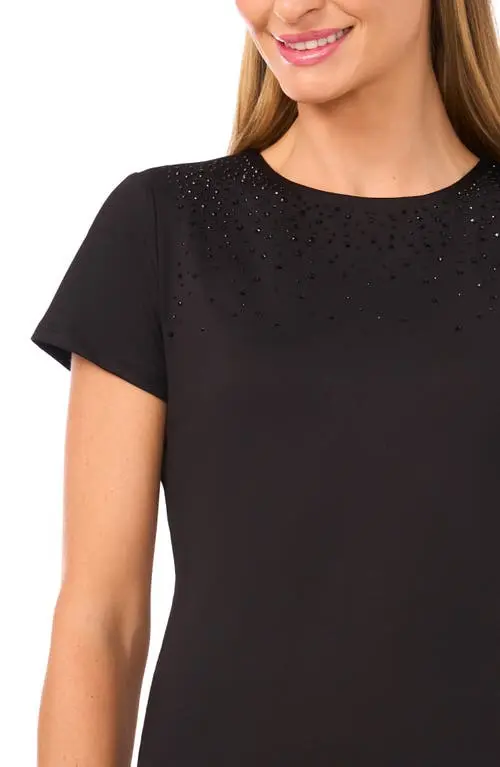 Halogen Rhinestone Compression T-shirt - Rich Black