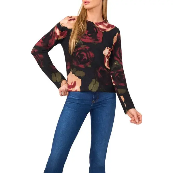 Halogen Floral Print Crewneck Sweater