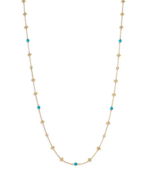 Roberto Coin 18k Yellow Principessa Turquoise & Diamond Necklace - Gold