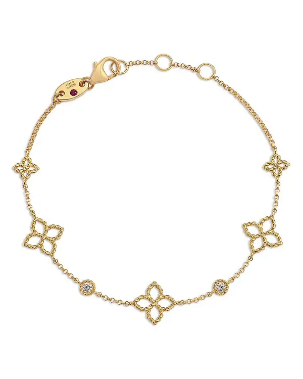 Roberto Coin 18k Yellow Principessa Diamond Flower Bracelet - Gold