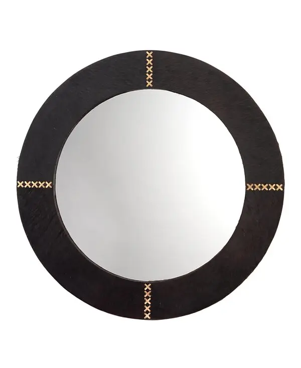 JAMIE YOUNG CO. Round Cross Stitch Mirror - Espresso