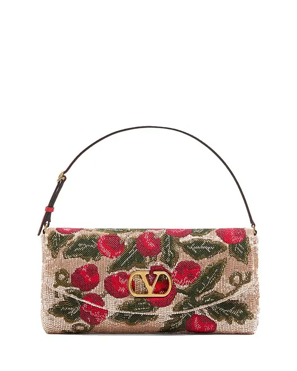 Valentino Garavani Beaded Vlogo Top Handle Shoulder Bag - Red Multi