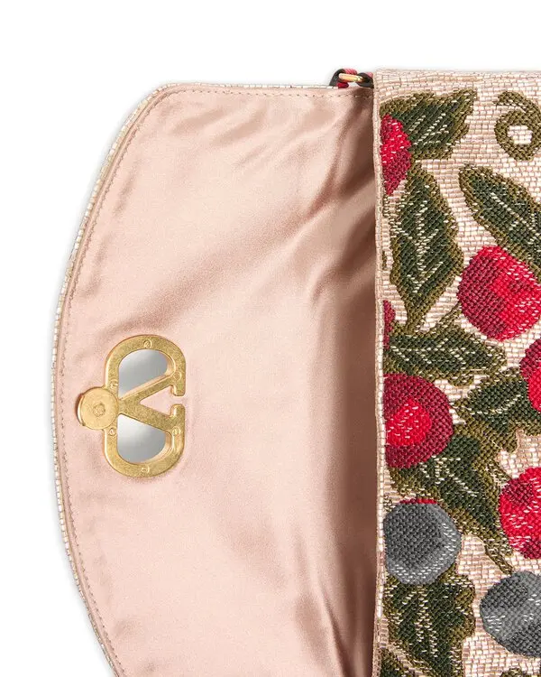 Valentino Garavani Beaded Vlogo Top Handle Shoulder Bag - Red Multi