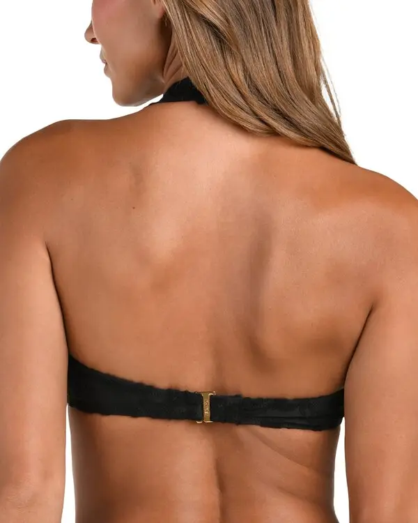 L'Agence Sally Ornate Terry Bandeau Bikini Top - Black
