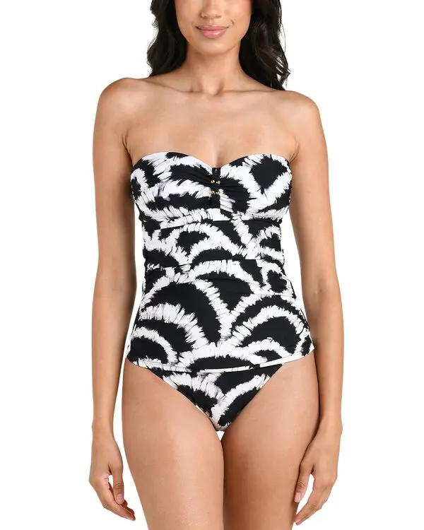 La Blanca Woven Shadows Shirred Band Hipster Bikini Bottom - Black