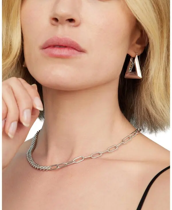 ORADINA Sterling Curb And Paperclip Link Necklace