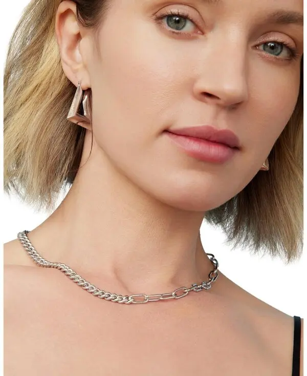 ORADINA Sterling Curb And Paperclip Link Necklace