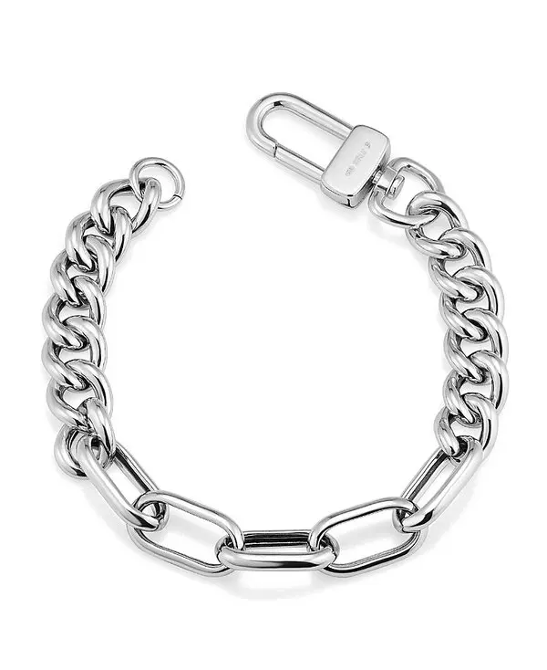 ORADINA Sterling Curb And Clip Link Bracelet - Silver