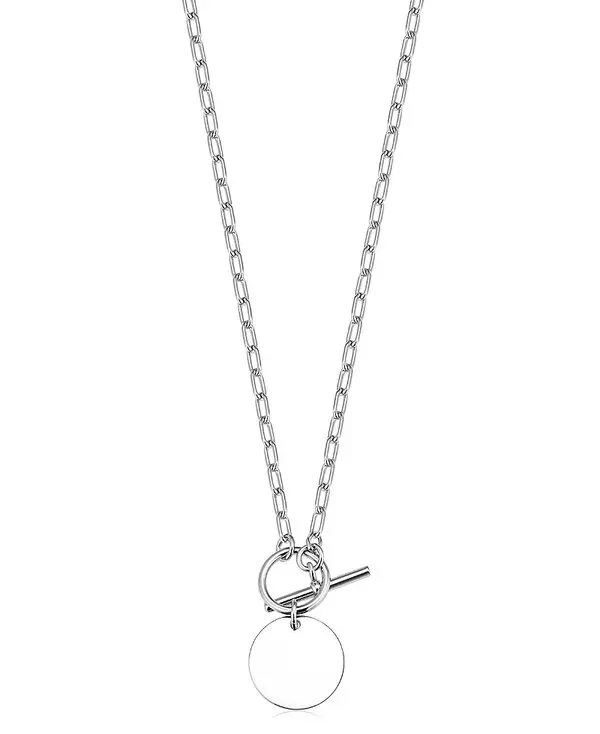 ORADINA Sterling Toggle Me Disc Pendant Necklace - Silver