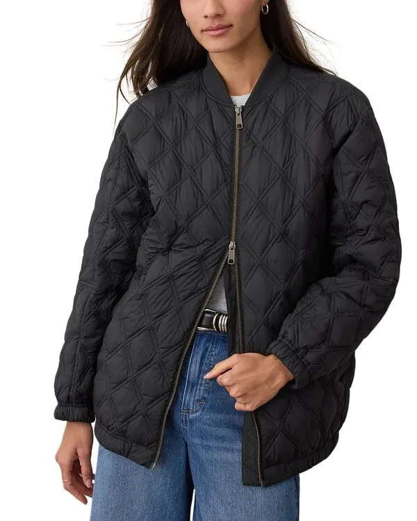 Marine Layer Marina Quilted Bomber Jacket - Black