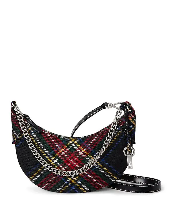 Polo Ralph Lauren Polo Id Tartan Wool Mini Chain Shoulder Bag