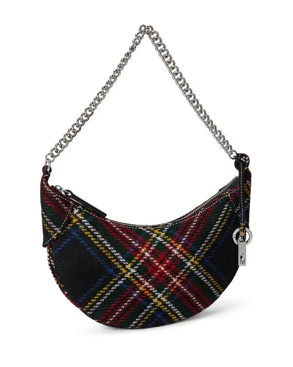 Polo Ralph Lauren Polo Id Tartan Wool Mini Chain Shoulder Bag