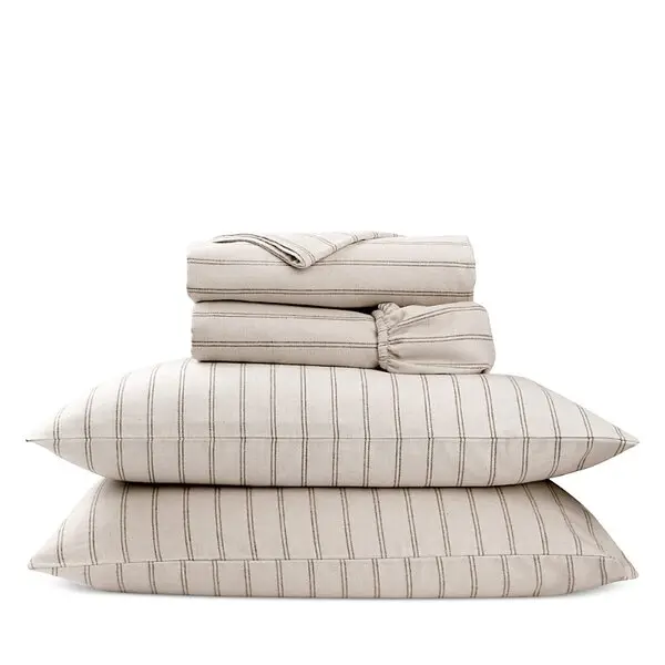 CHRISTY Flannel Marl Stripe Sheet Set, Full - Oat