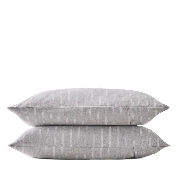 CHRISTY Flannel Marl Stripe Standard Pillowcase, Pair - Silver