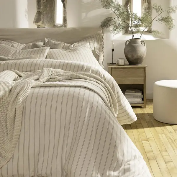 CHRISTY Flannel Marl Stripe Sheet Set, Twin - Oat