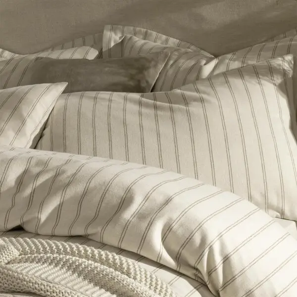 CHRISTY Flannel Marl Stripe Sheet Set, Twin - Oat